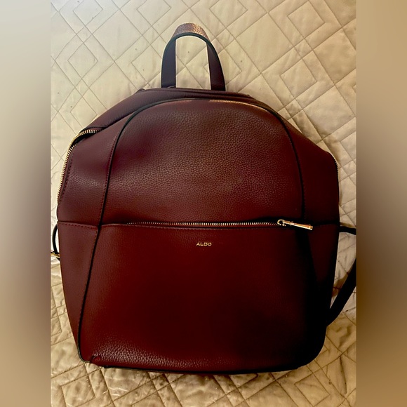 Bags | Aldo Burgandy Leather Backpack New | Poshmark